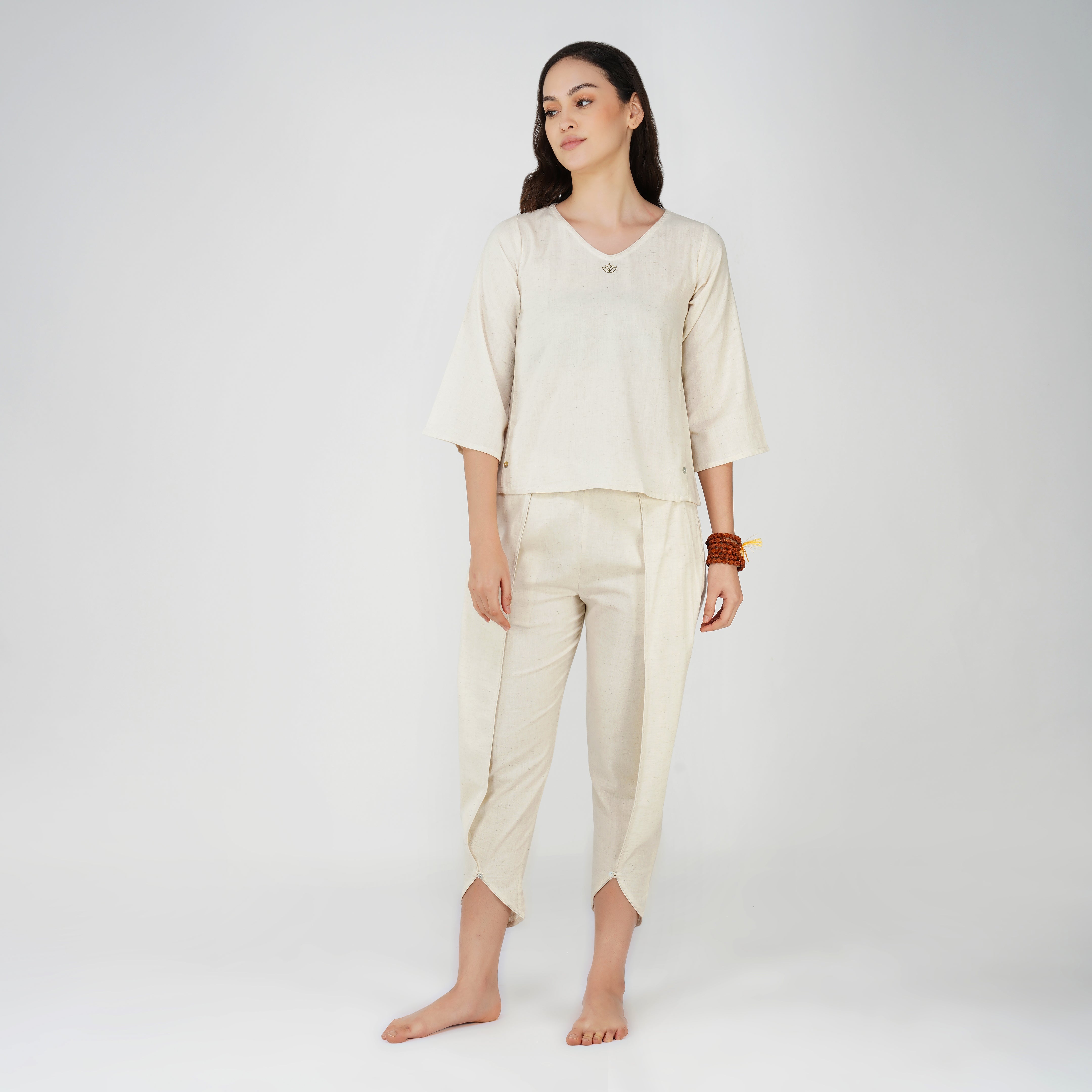 Women Cotton Yoga Pants and Yoga Top Set White -Surya – akiso.store